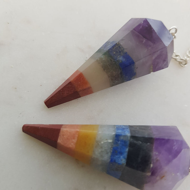 Chakra Layered Faceted Pendulum (assorted) – Inspire Me Online