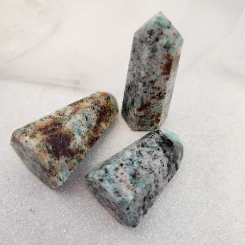 Amazonite, Biotite & Quartz Polished Point (assorted. approx. 4-5x2.1 ...