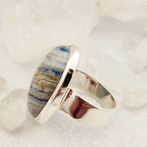 Blue Scheelite aka Lapis Lace Onyx aka Calcite & Dolomite Oval Ring (s ...