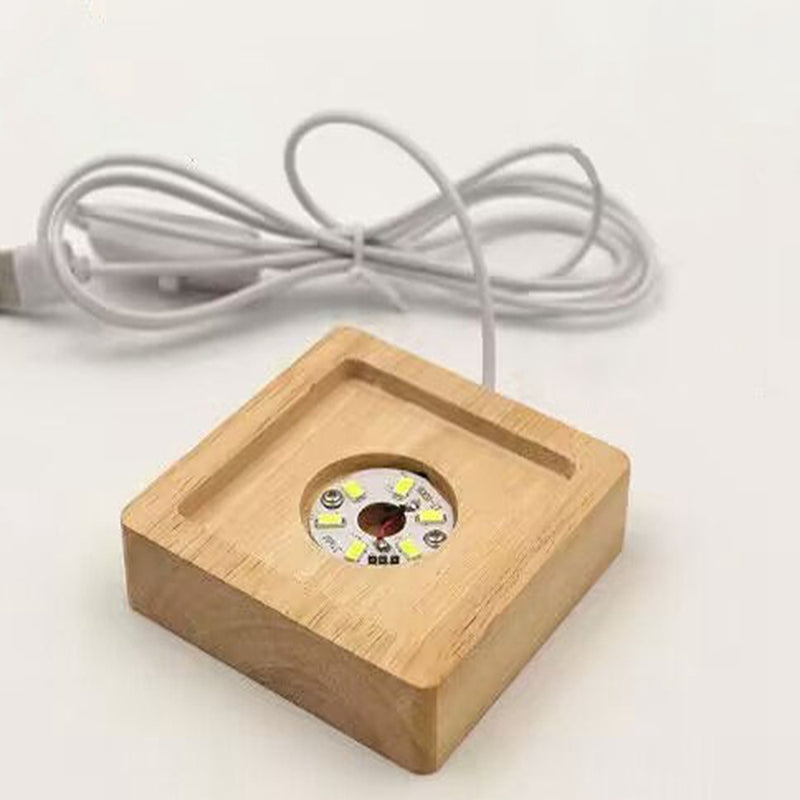 Warm White Light LED/USB Light Base (wood. approx. 8x8x2cm) – Inspire ...