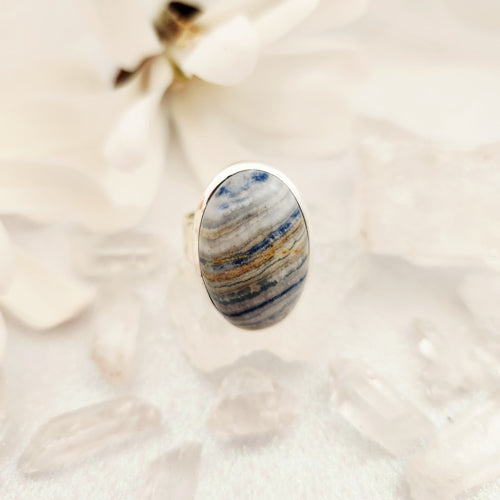 Blue Scheelite aka Lapis Lace Onyx aka Calcite & Dolomite Oval Ring (s ...