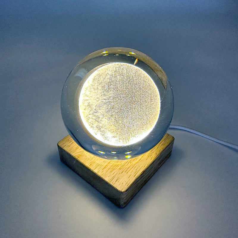 Moon Glass Ball w. Wooden LED Base – Inspire Me Online