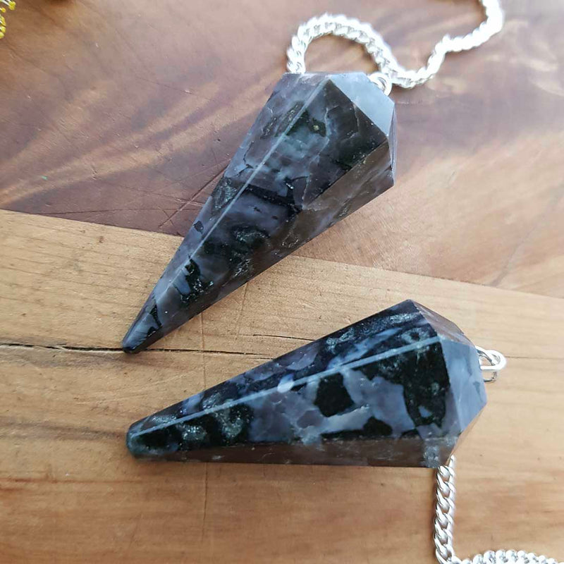 Indigo Gabbro Faceted Pendulum (aka Mystic Merlinite. assorted ...