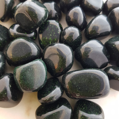Green Sandstone Tumble (aka Goldstone. man-made. assorted) – Inspire Me ...