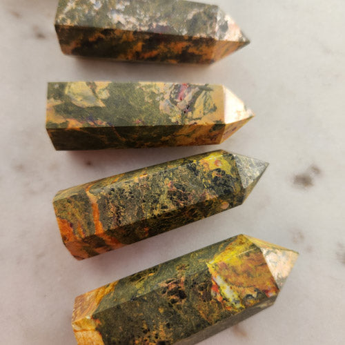 Realgar, Orpiment, Epidote Polished Point (assorted. approx. 6-6.9x2-2 ...