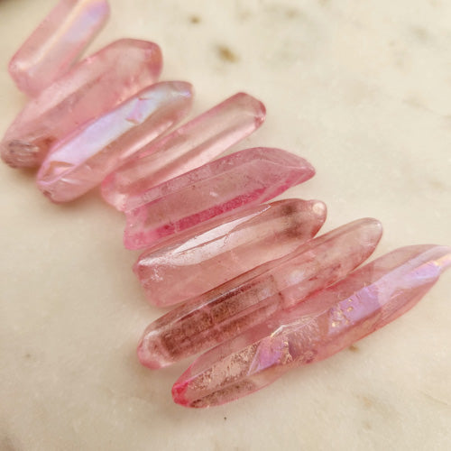 Pink Electroplated Quartz Natural Point (assorted. approx. 4-7.3x1.6-2 ...